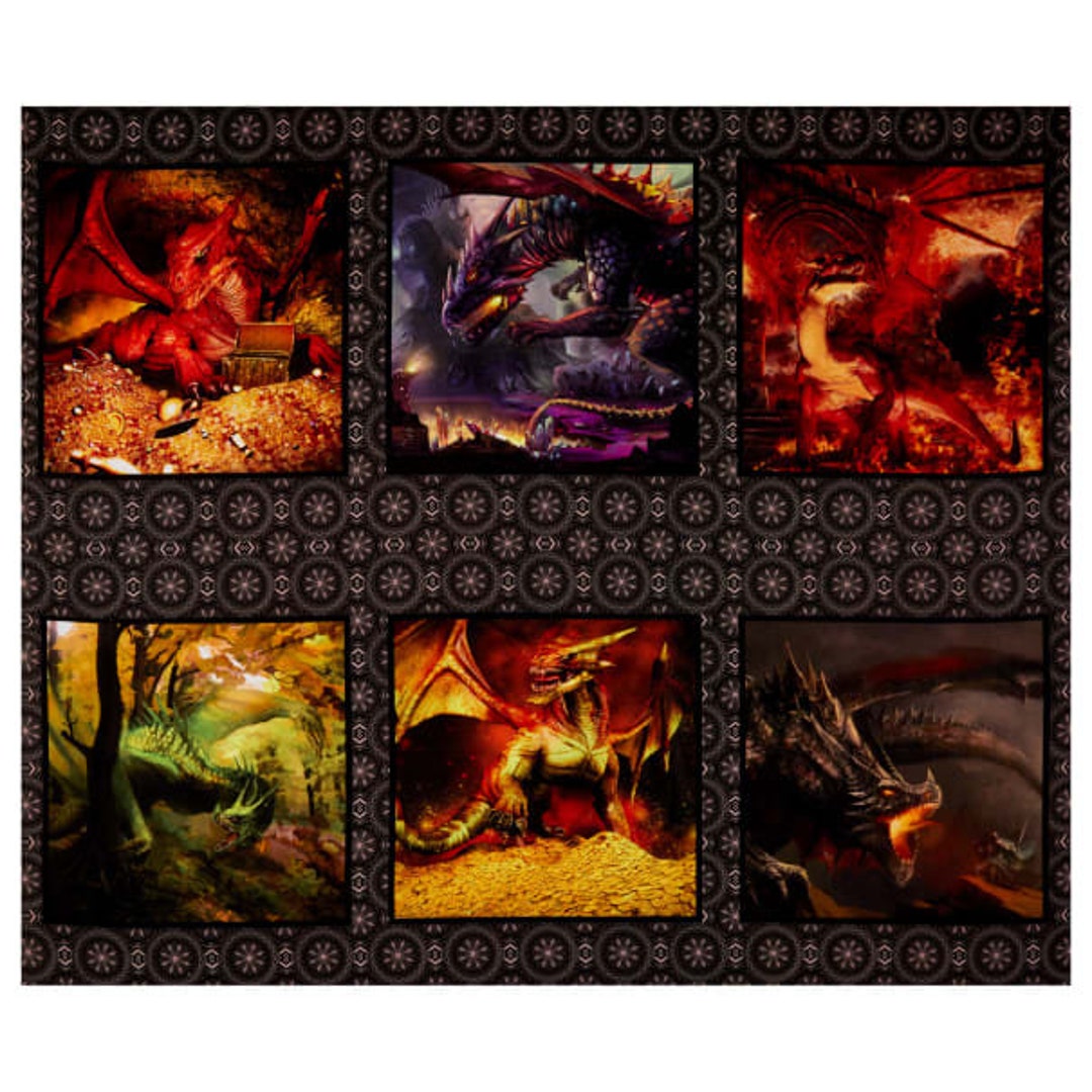 Fire and Earth Dragon Panels 100% Cotton Quilting Fabric - Etsy