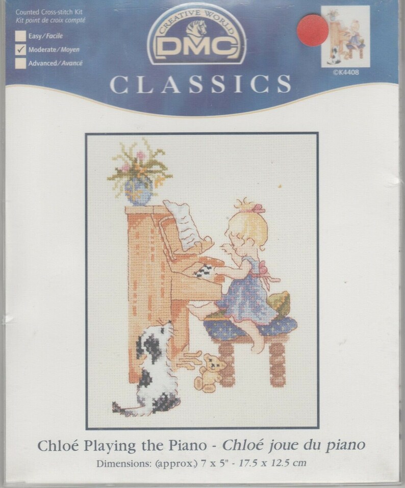 Chloe Playing the Piano Counted Cross Stitch Kit Music Instrument Dog ...