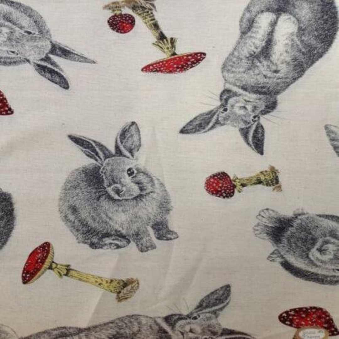 Fat Quarter Rabbits and Toadstools 100% Cotton Quilting Fabric Very ...