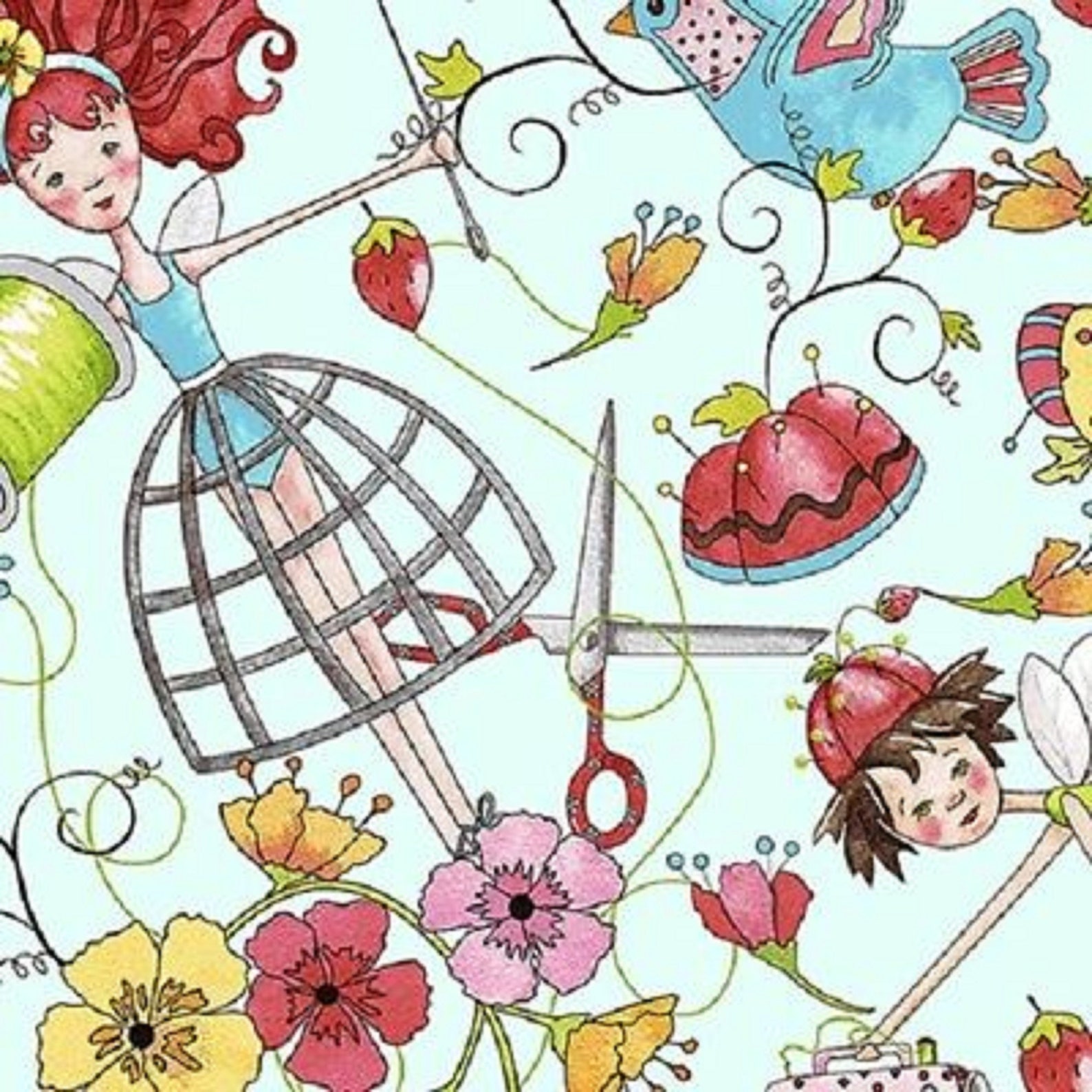 Fat Quarter the Quilted Cottage Sewing Fairies 100% Cotton | Etsy