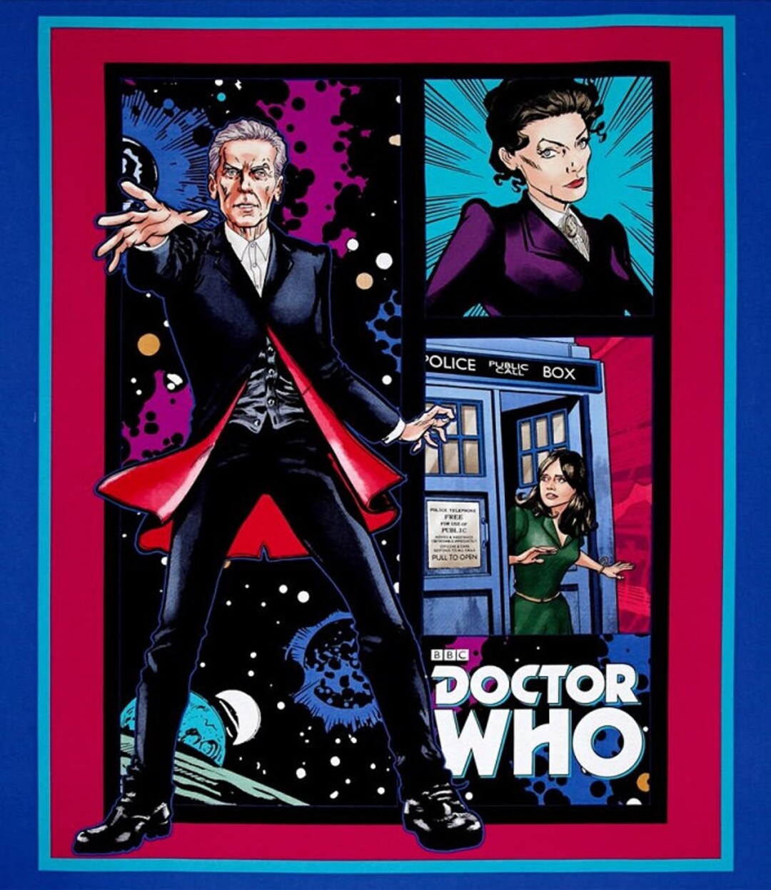 Doctor Who Sewing Cotton Quilting Fabric Panel or Wall Hangingchristmas ...