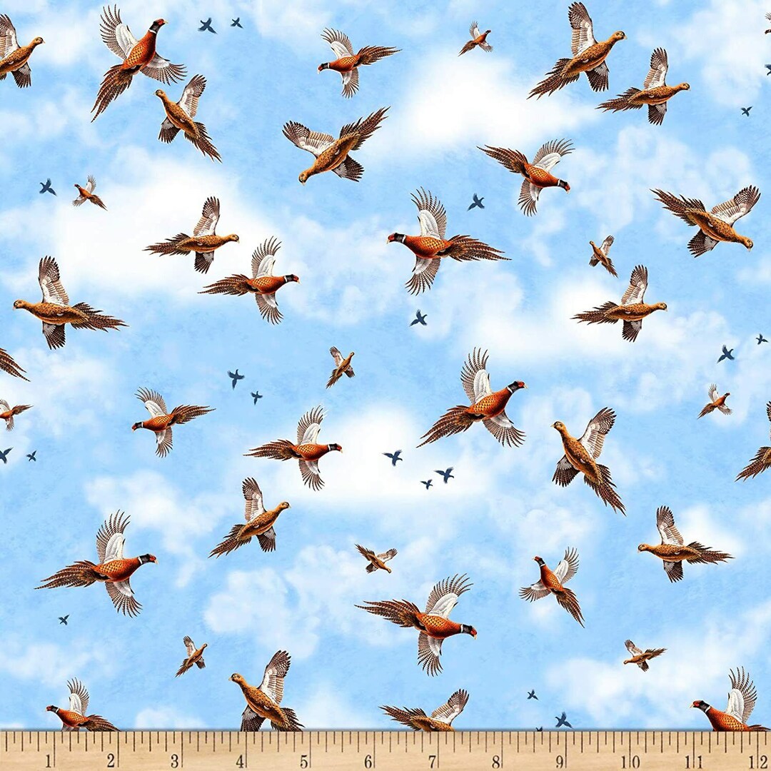 Fat Quarter Pheasant Fields Pheasants in Flight 100% Cotton Quilting ...