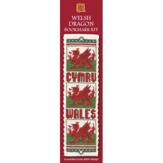 Welsh Dragon Wales Cymru Bookmark Cross Stitch Kit Textile | Etsy