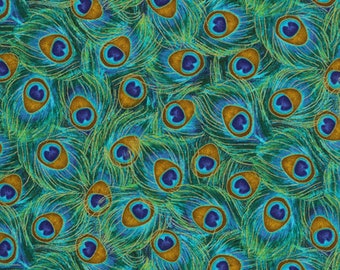 Peacock Fabric - Etsy UK