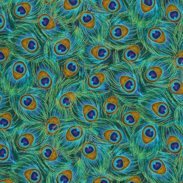 Peacock Fabric - Etsy UK