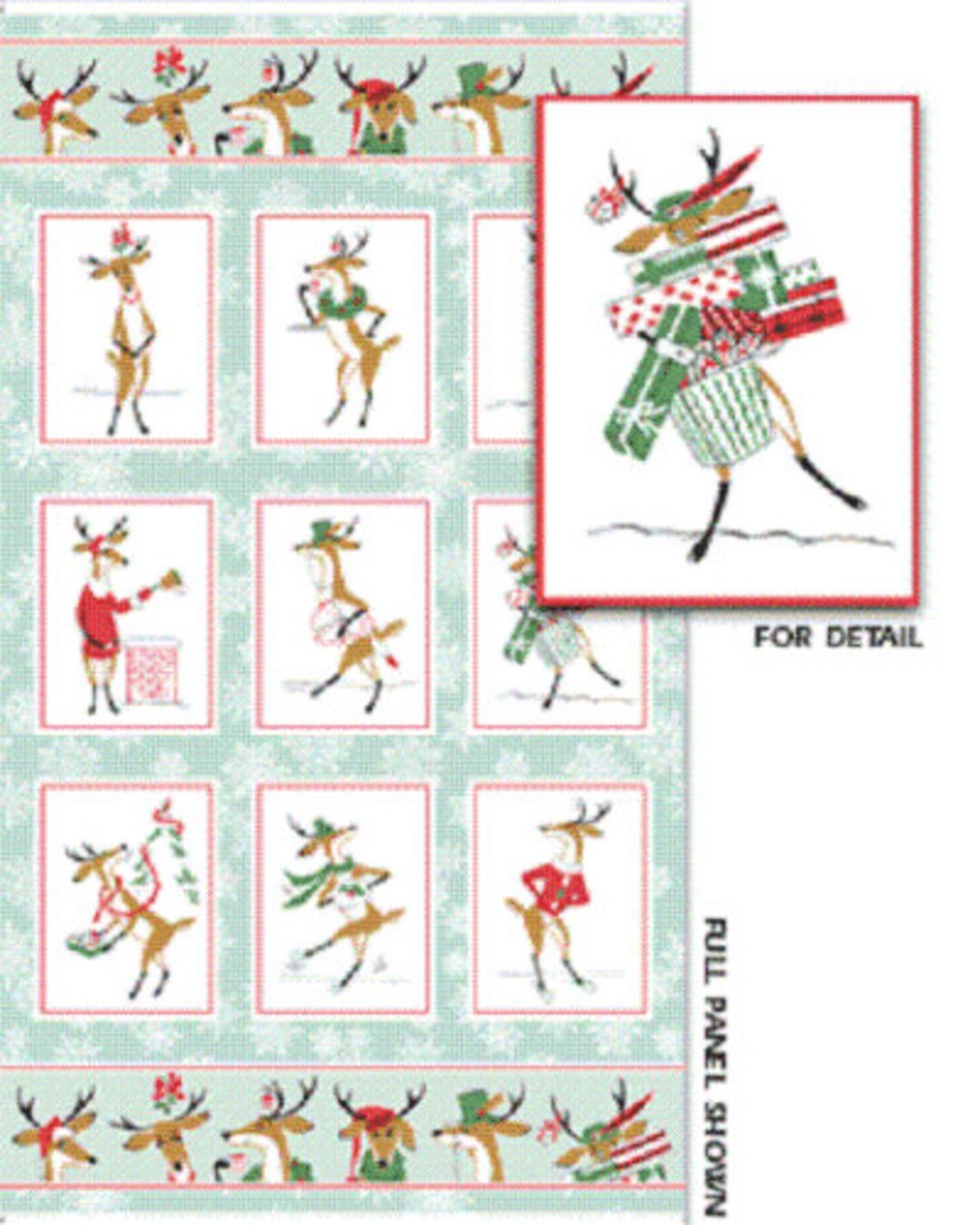 Wheres Rudolph 100% Cotton Quilting Fabric Panel With 9 Individual ...