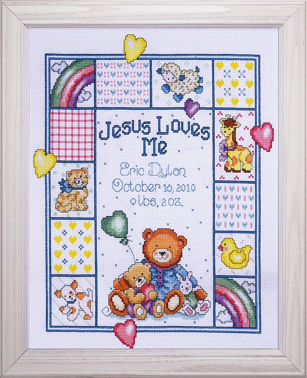 Tobin Baby Birth Sampler Jesus Loves Me Counted Cross Stitch Kit - Etsy