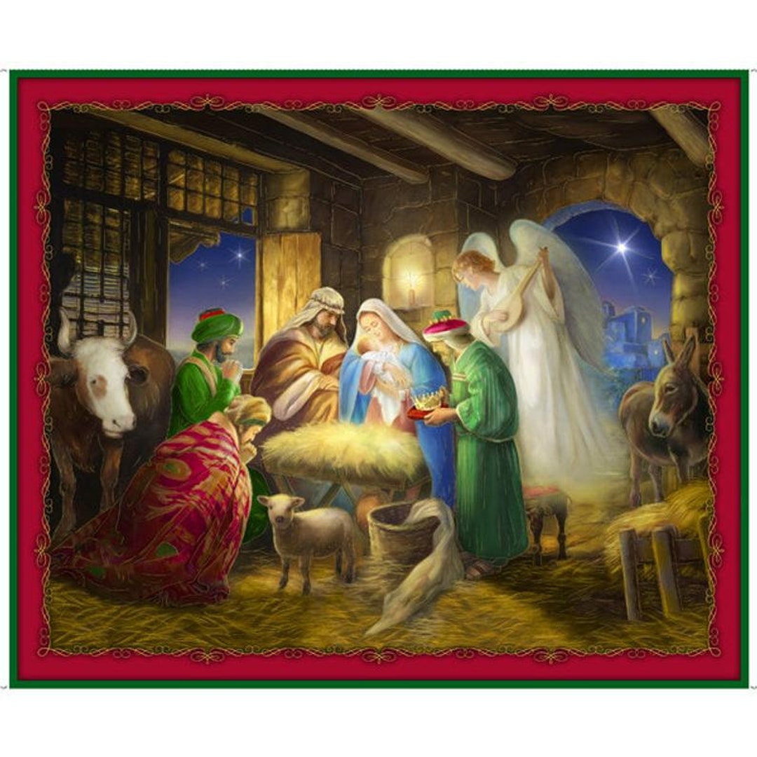 Christmas Nativity the King is Born Panel 100% Cotton Print Fabric - Etsy