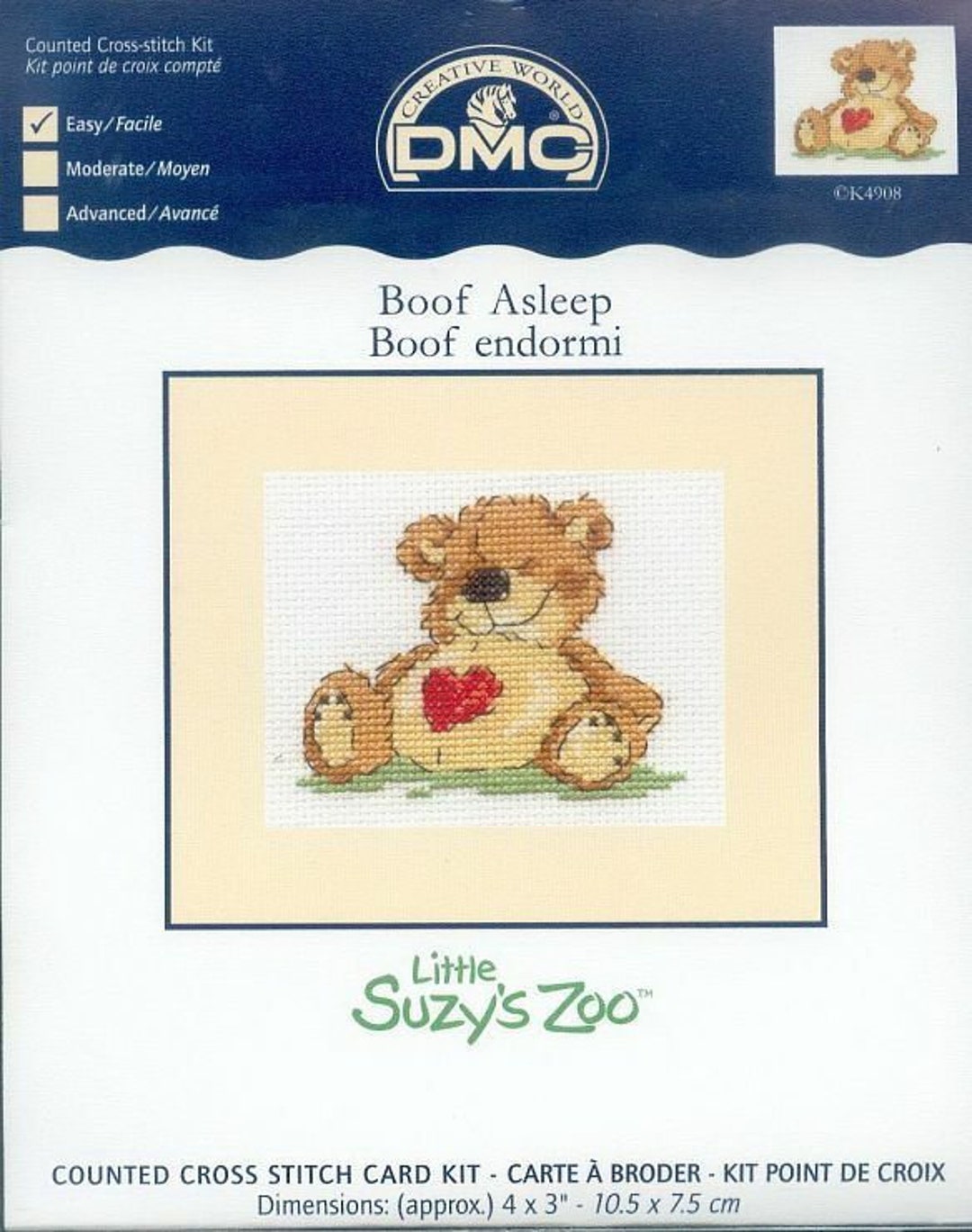 Teddy Bear Boof Asleep Cross Stitch Card Kit Little Suzy's Zoo DMC ...