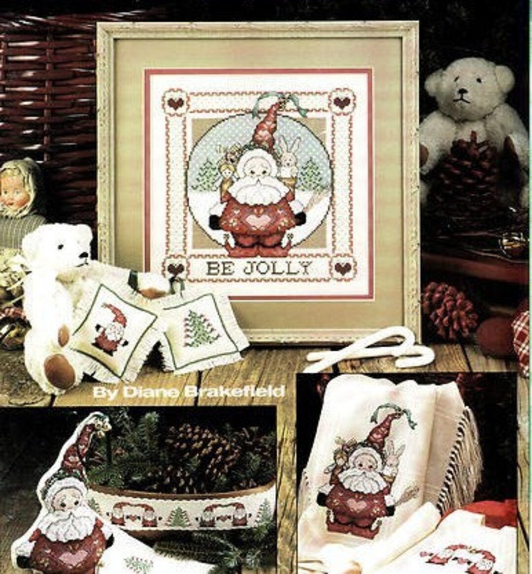 Folleto de patrones de gráfico de punto de cruz Be Jolly Santa con 3 ...