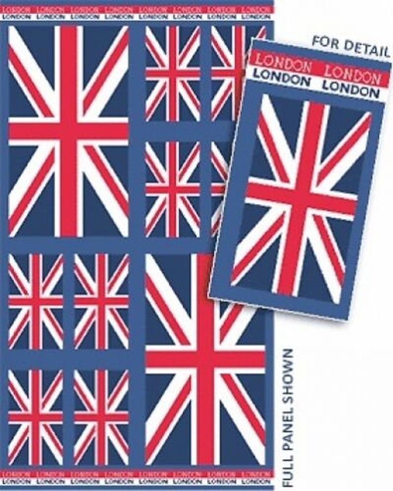 Union Jack Fabric Panel - Cool Britannia Cotton Quilting, Benartex - Etsy