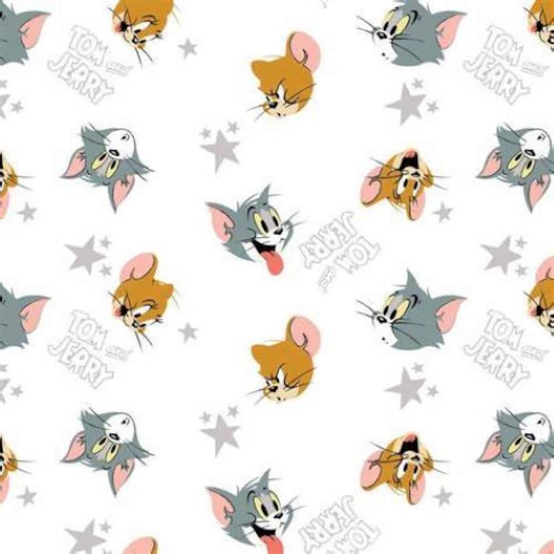 Fat Quarter Tom and Jerry Faces on White 100% Cotton Quilting ...