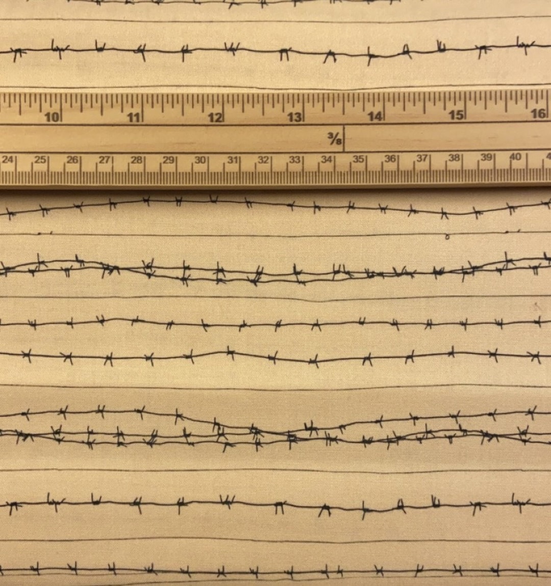 Fat Quarter Battle Zone Barbed Wire on Cream 100% Cotton Quilting ...