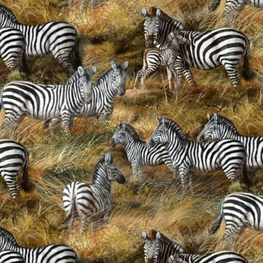 Fat Quarter Animal Adventure Zebra in Savannah Sewing Cotton Quilting ...