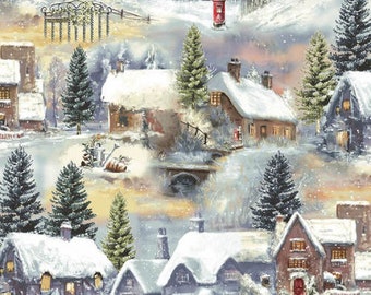 Winter Scene Fabric | Etsy UK