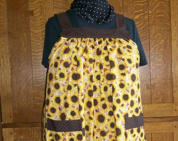 Sunflower No Tie Smock Apron - Kitchen Smock With Sunflowers - Art ...