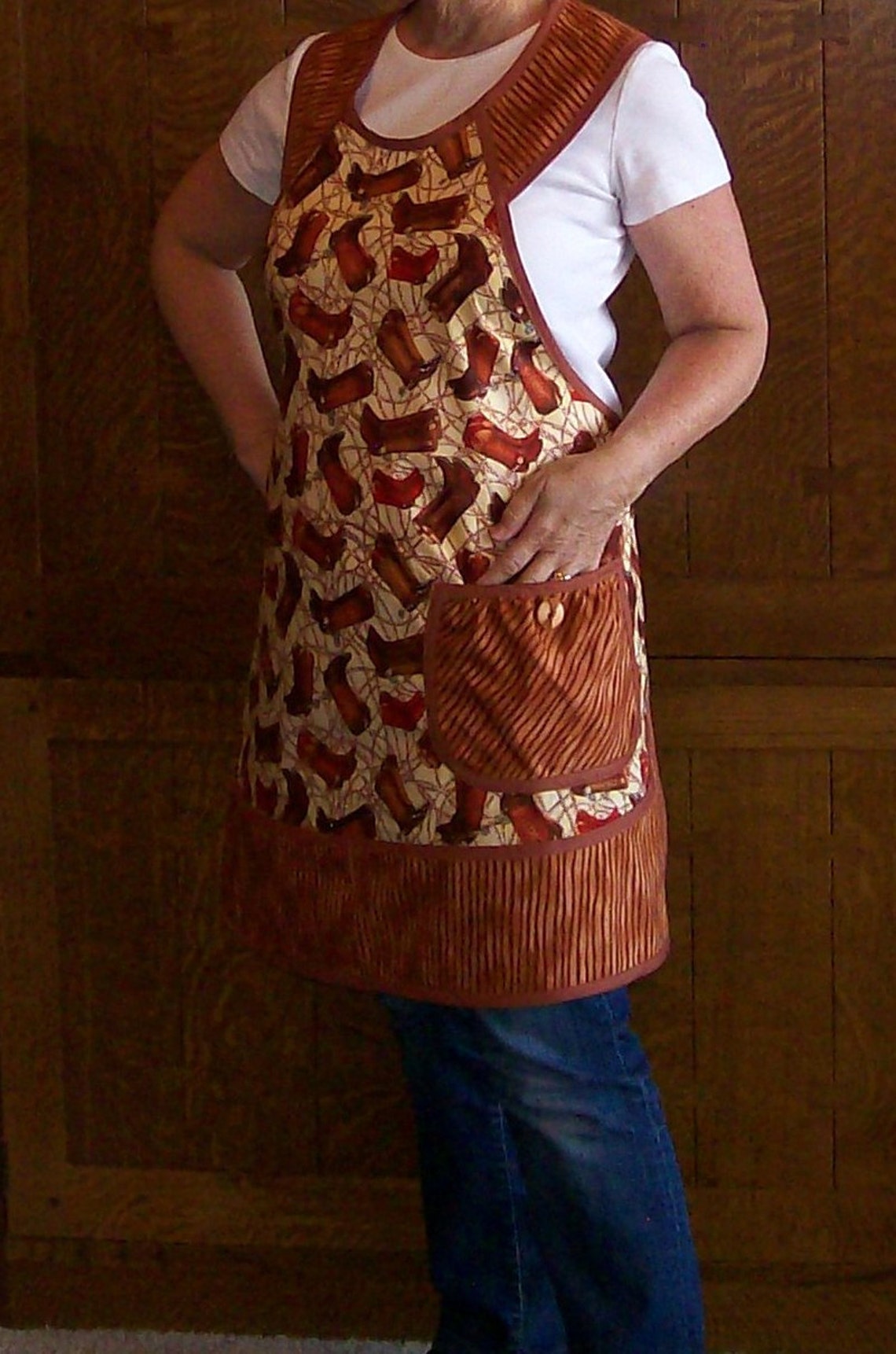 Cowboy Boots and Spurs Western Apron Brown Boot New Retro | Etsy