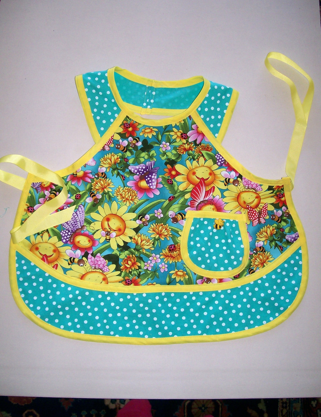 Girl Apron Child Apron With Colorful Pixie Garden Size 4 - Etsy