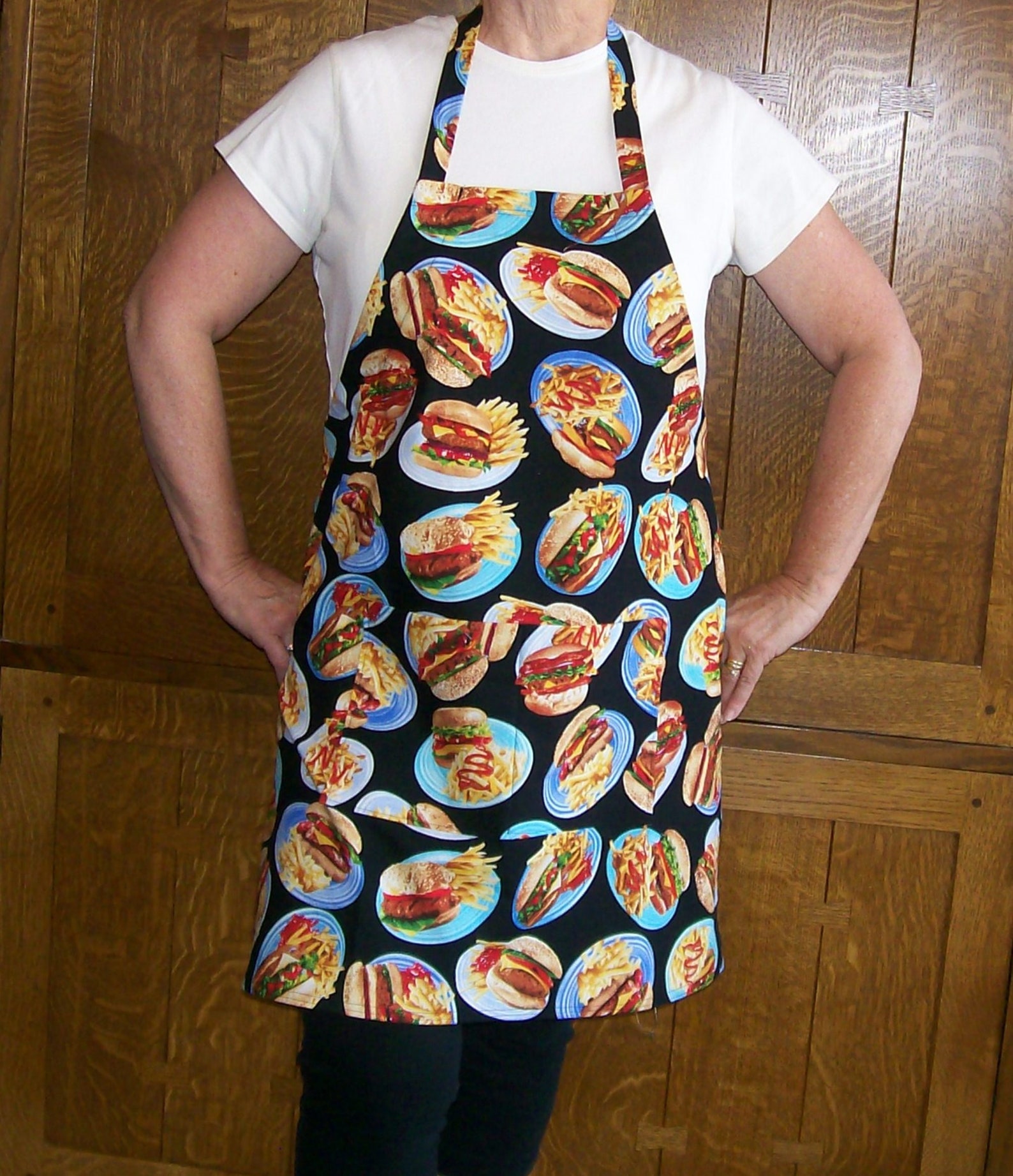 Hamburger Apron Kids Cooking Apron With Hamburgers and Fries | Etsy