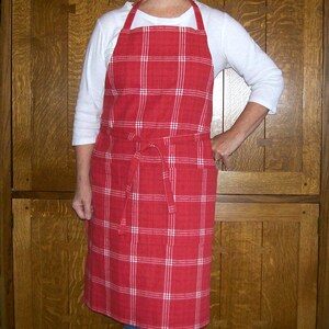 Butcher Apron - Red Plaid Unisex Kitchen Apron - Butcher Style 5 Pocket ...