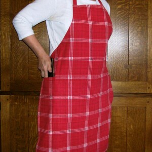 Butcher Apron - Red Plaid Unisex Kitchen Apron - Butcher Style 5 Pocket ...