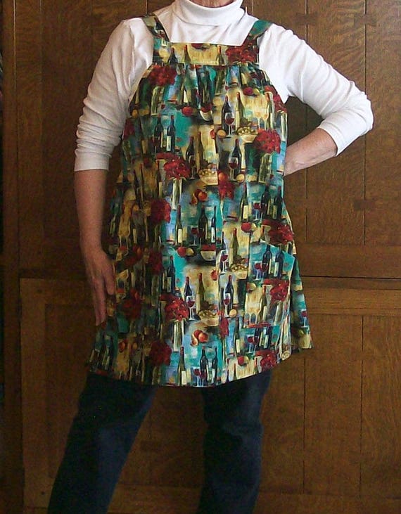 Wine and Roses No Tie Smock One Size Pinafore Apron Smock | Etsy
