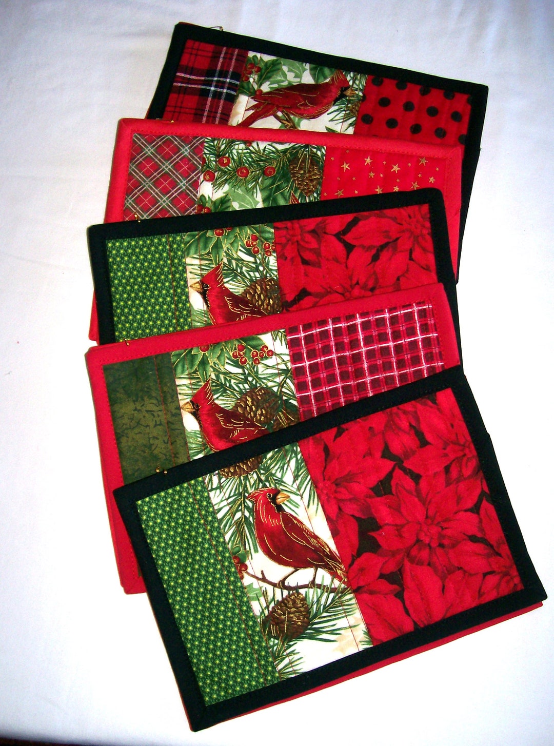 Christmas Mug Rug Sets Set of 2 Cardinal Mug Rug Sets Christmas Quilted ...