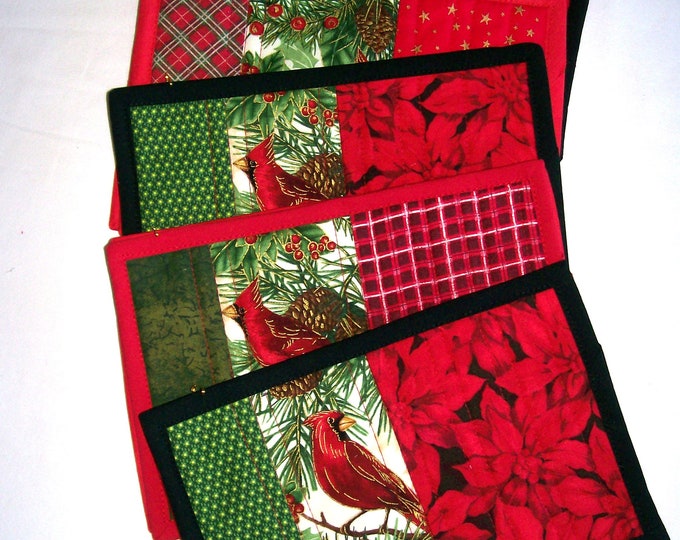 Christmas Mug Rug Sets - Set of 2 - Cardinal Mug Rug Sets - Christmas ...