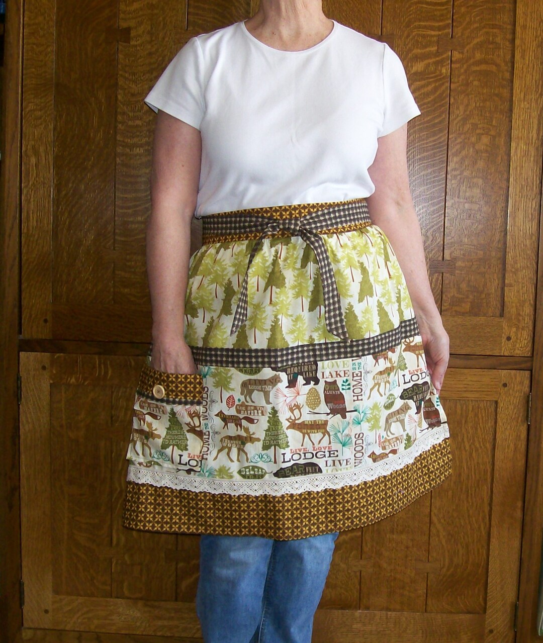 Rustic Half Apron - Patchwork Woodsy Waist Apron - One Size - Etsy