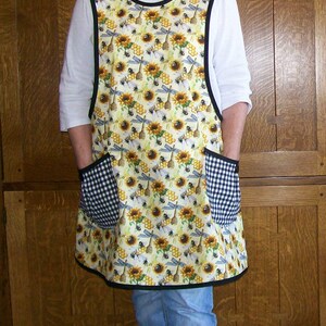 Honey Bee Apron Crossback Kitchen Apron With Bees Gingham and Bees Criss Cross Apron Crossover ...
