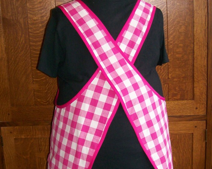 Pink Check Crossback Apron Plus Size Criss Cross Apron Size 2-3XL - Etsy