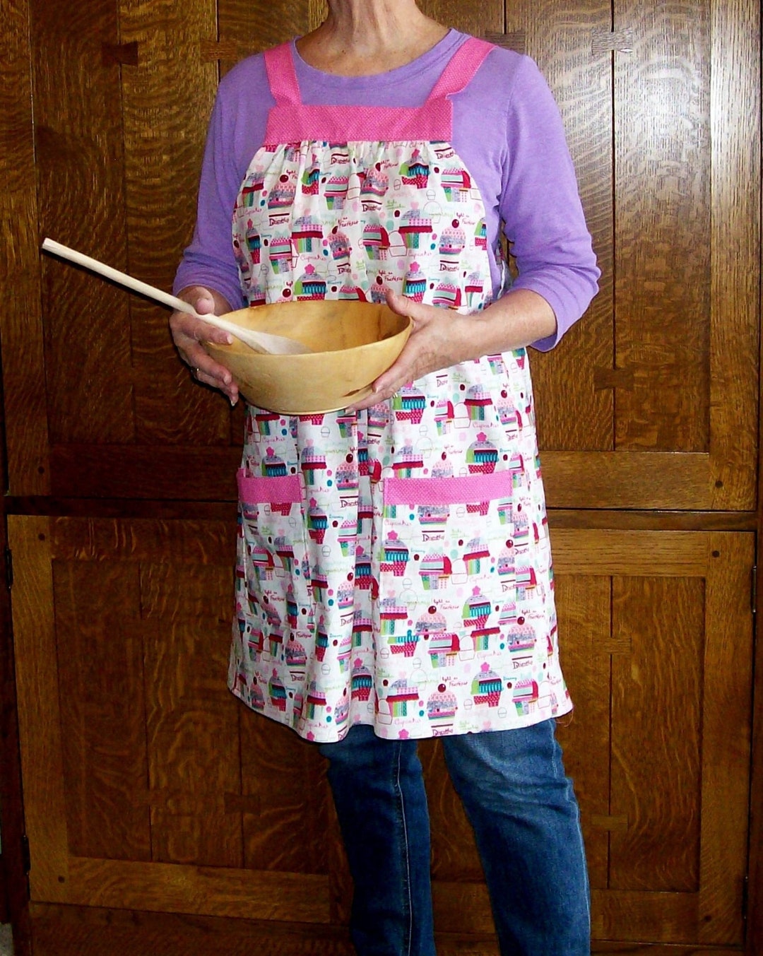 Cupcake Apron Smock No Tie Smock Apron With Cupcakes Kitchen Smock One ...