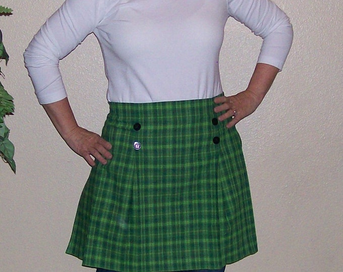 Kelly Green Kilt Look Apron-plaid Half Apron-one Size - Etsy