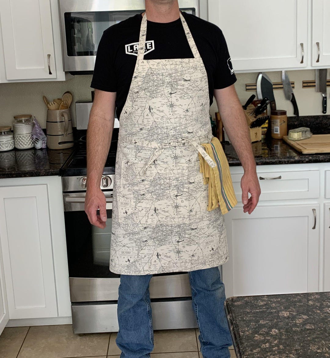 Flight Plan Butcher Apron: World Navigation Cotton Canvas Apron - Etsy