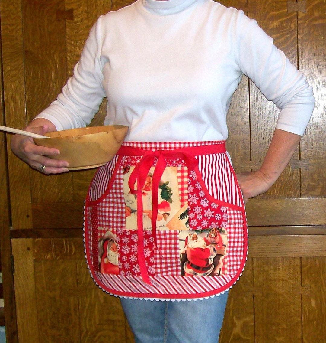 Cookie Party Apron - Christmas Patchwork Half Apron - Waitress Style ...