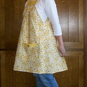 Yellow Floral Calico Smock No Tie Smock Apron One Size Fits S-M-L Smock ...