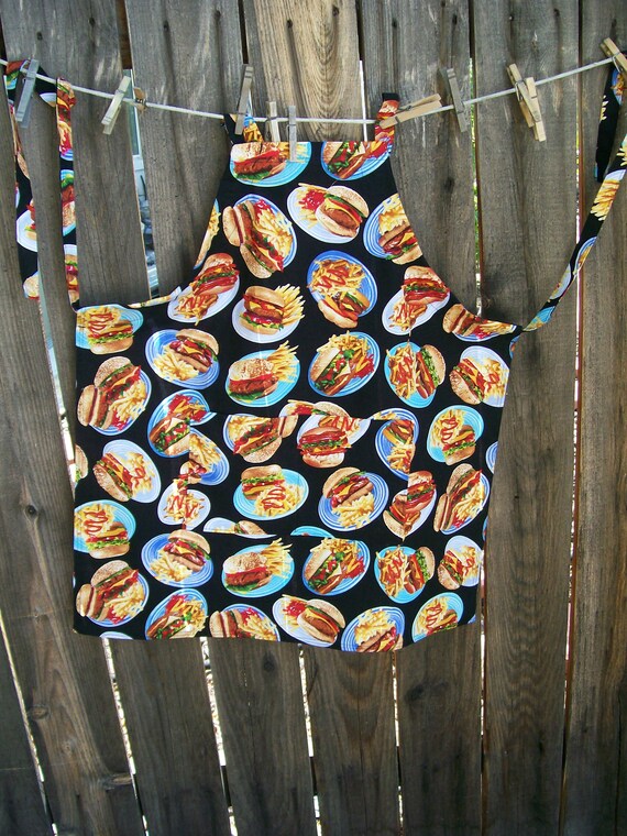 Hamburger Apron Kids Cooking Apron With Hamburgers and Fries | Etsy
