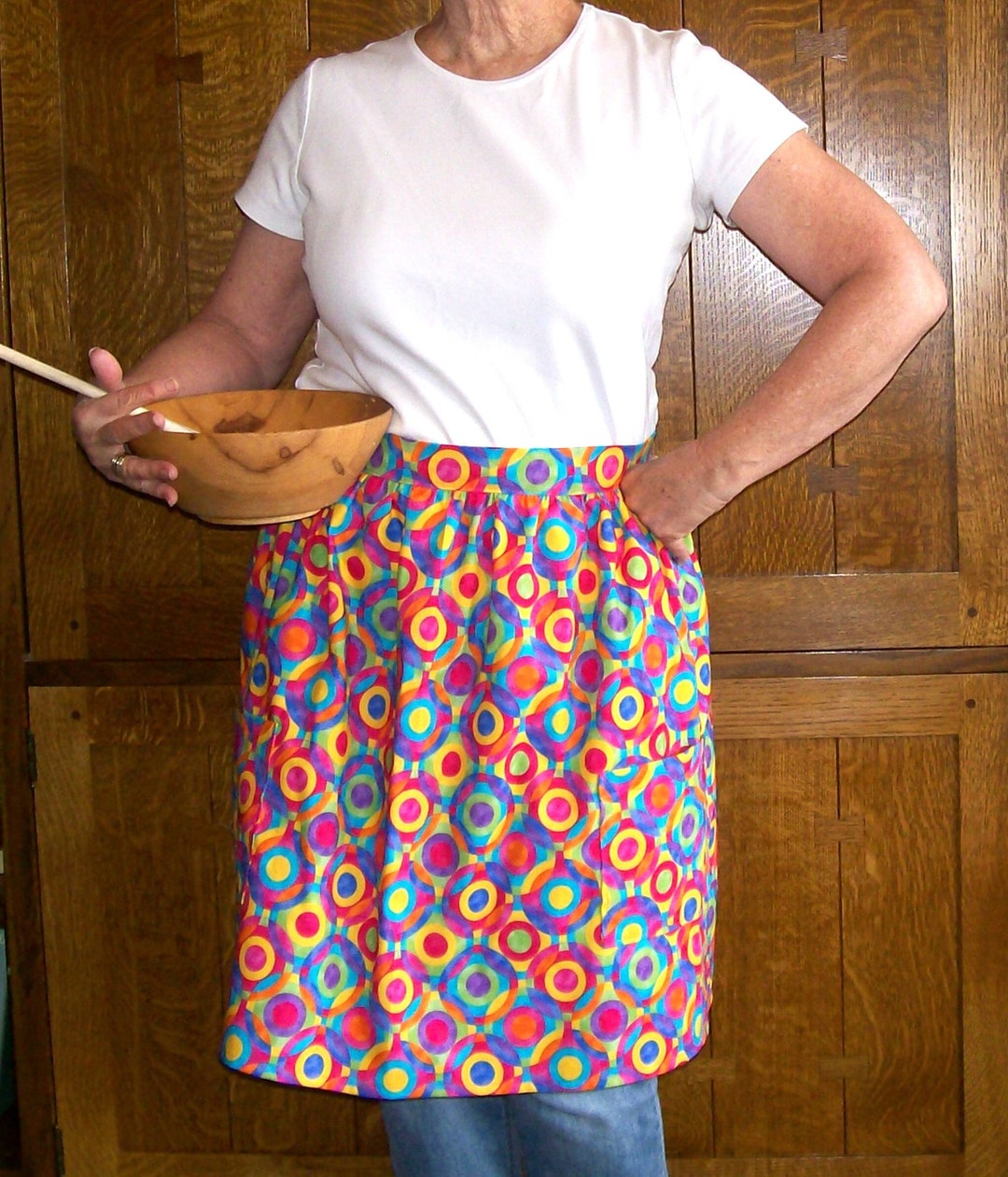 1960s Retro Half Apron: Colorful Geometric Print Kitchen Apron - Etsy