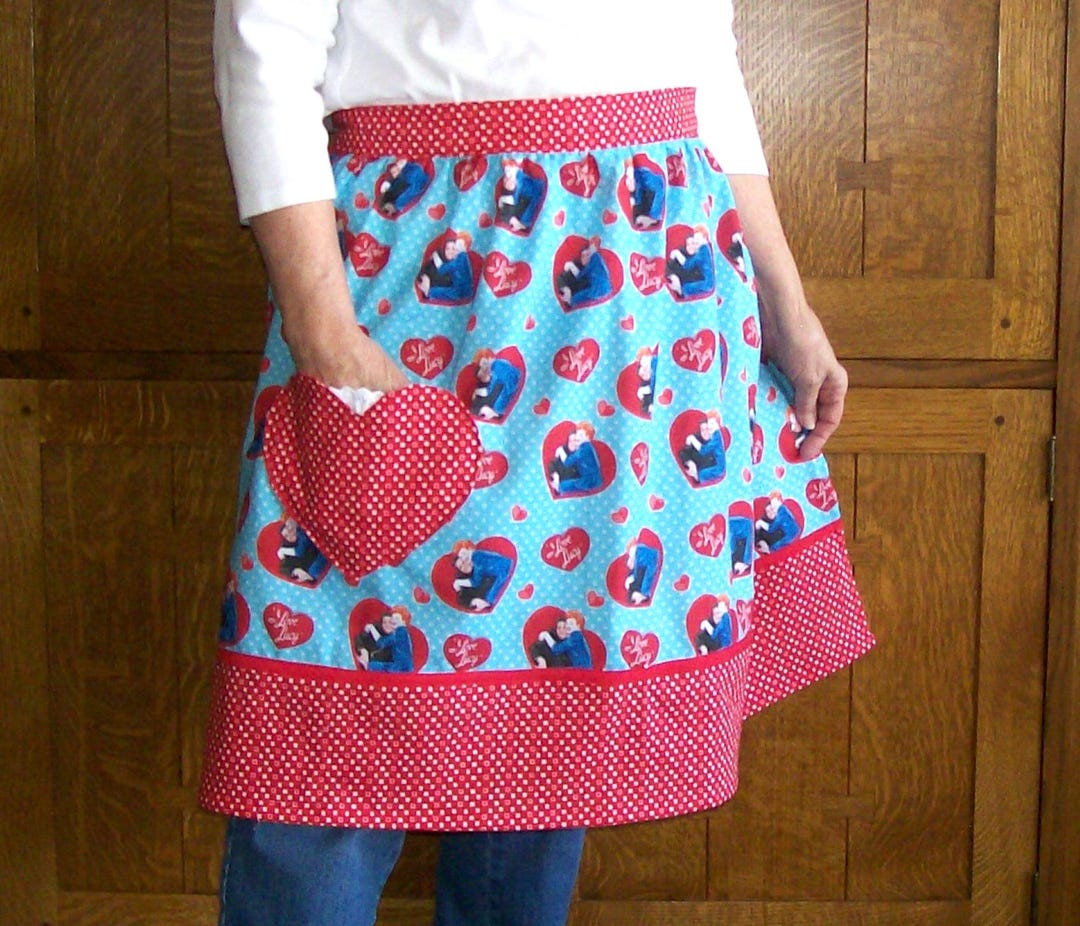 I Love Lucy Apron: Retro 1950s Half Apron With Heart Pocket - Etsy