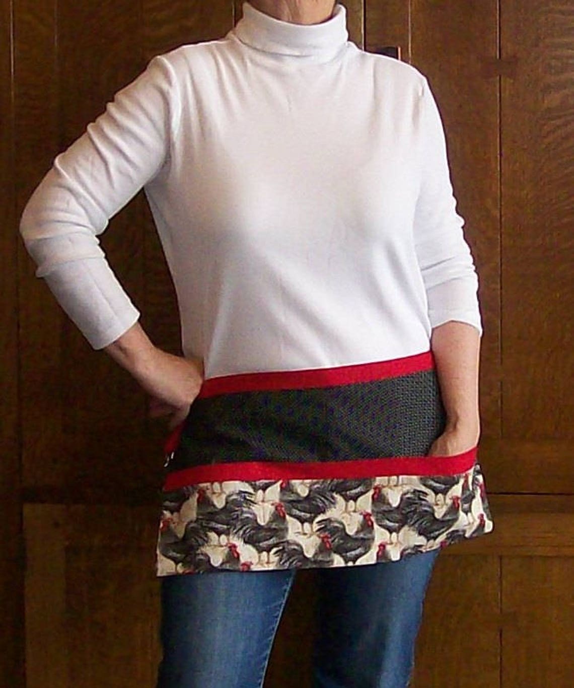 Red and Black Rooster Utility Apron One Size | Etsy