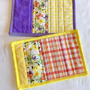 Mug Rugs Choice of Flower Mug Rugs Quilted Fabric Coasters Coffee Mats ...