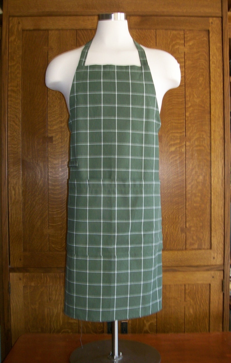Green Check Man Apron Butcher Style BBQ Apron Cooking - Etsy
