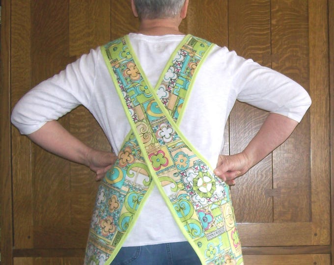 Criss Cross Apron - Retro Kitchen Apron - Lime Green Crossover Apron ...