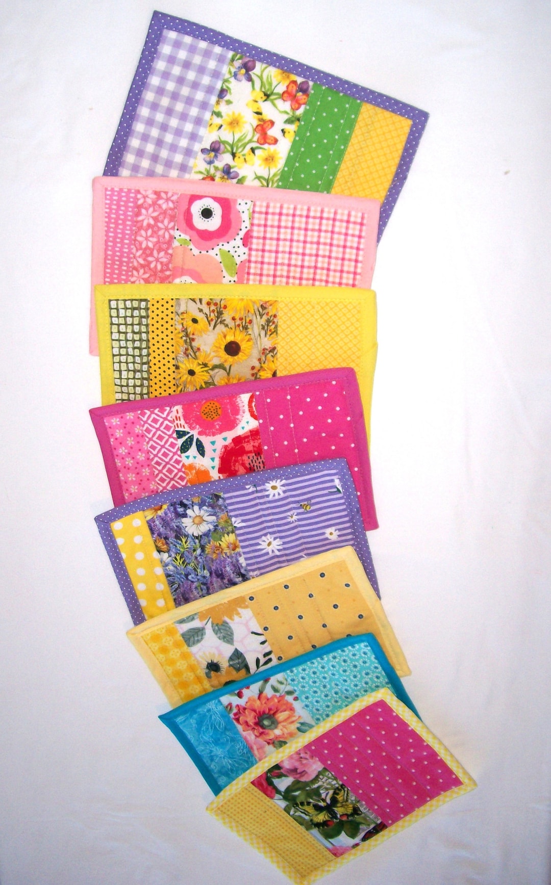 Mug Rugs Choice of Flower Mug Rugs Quilted Fabric Coasters Coffee Mats ...