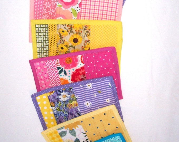 Mug Rugs - Choice of Flower Mug Rugs - Quilted Fabric Coasters - Coffee ...