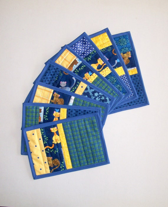 Cat Mug Rug Set Set of 2 Cat Mug Rugs Cat Lover Gift - Etsy