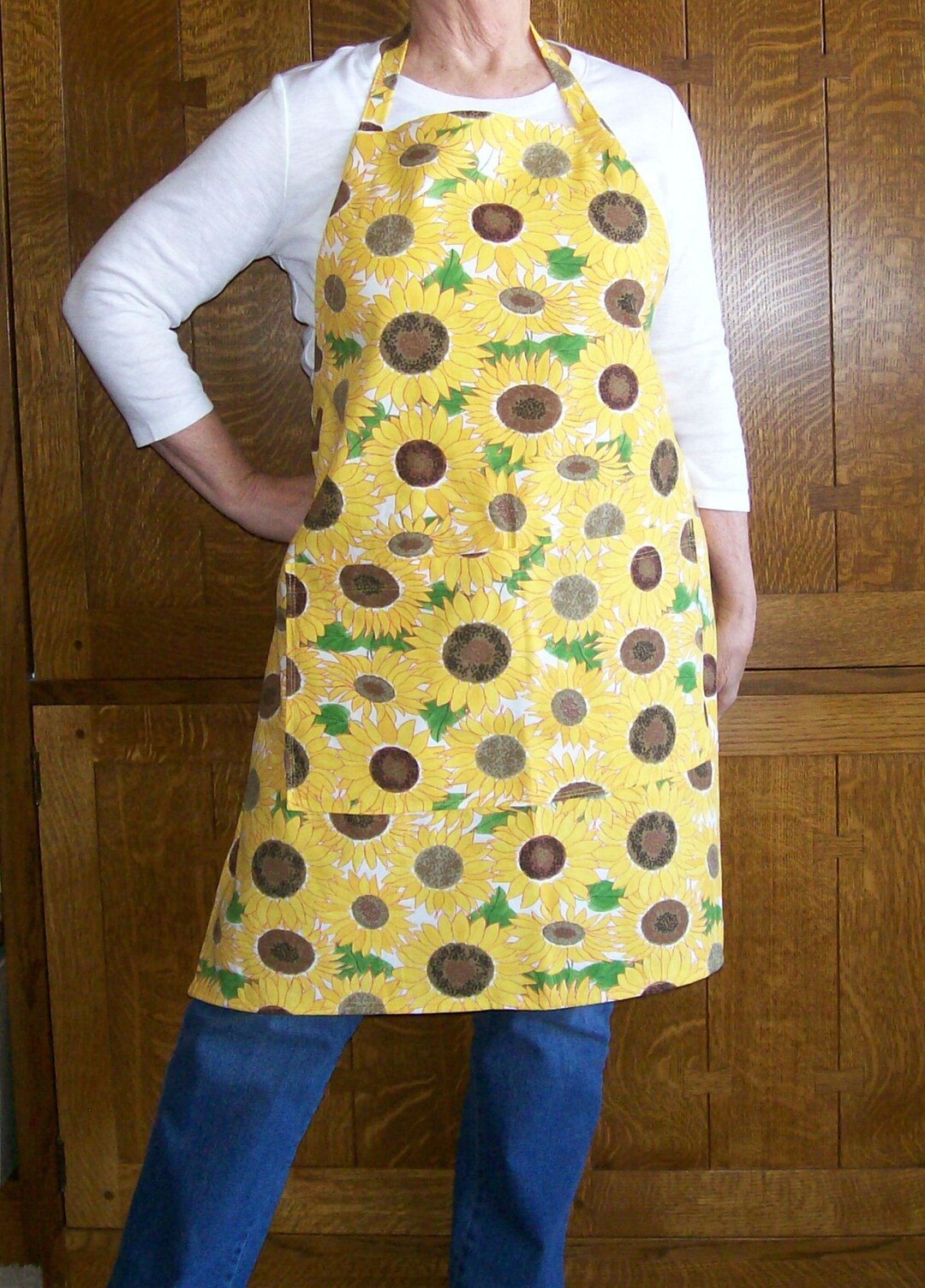 Sunflower Apron Canvas Butcher Apron in Sunflower Print Fits M to 3XL ...
