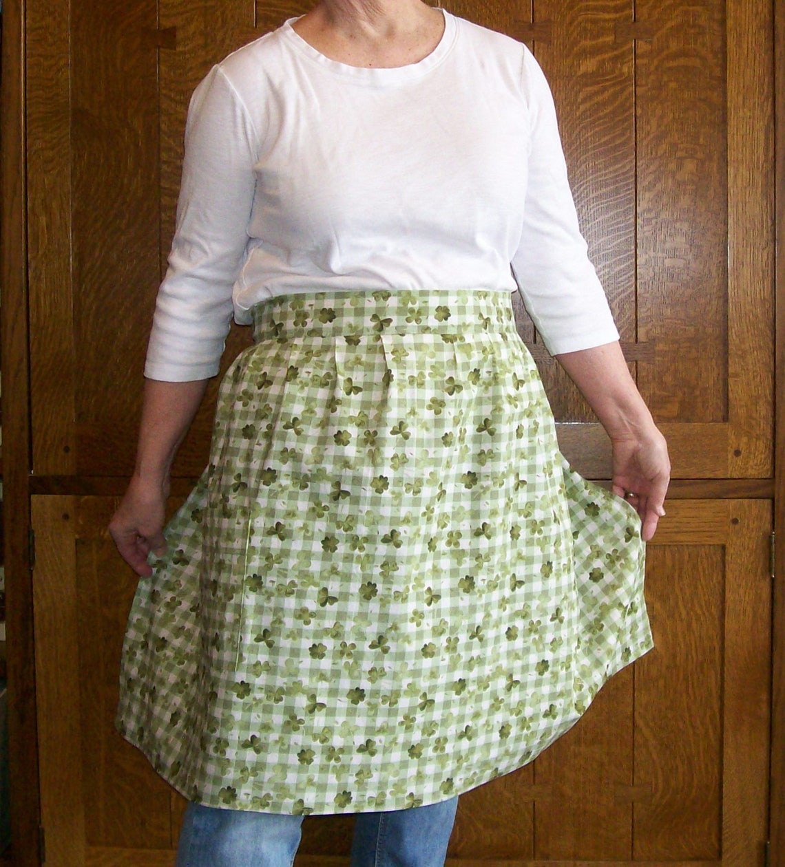 Shamrock Waist Apron - Irish Green Half Apron With Shamrocks - One Size ...