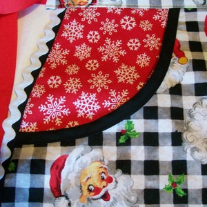 Santa Claus Apron Set Mommy and Me Christmas Aprons Gingham Check Santa ...
