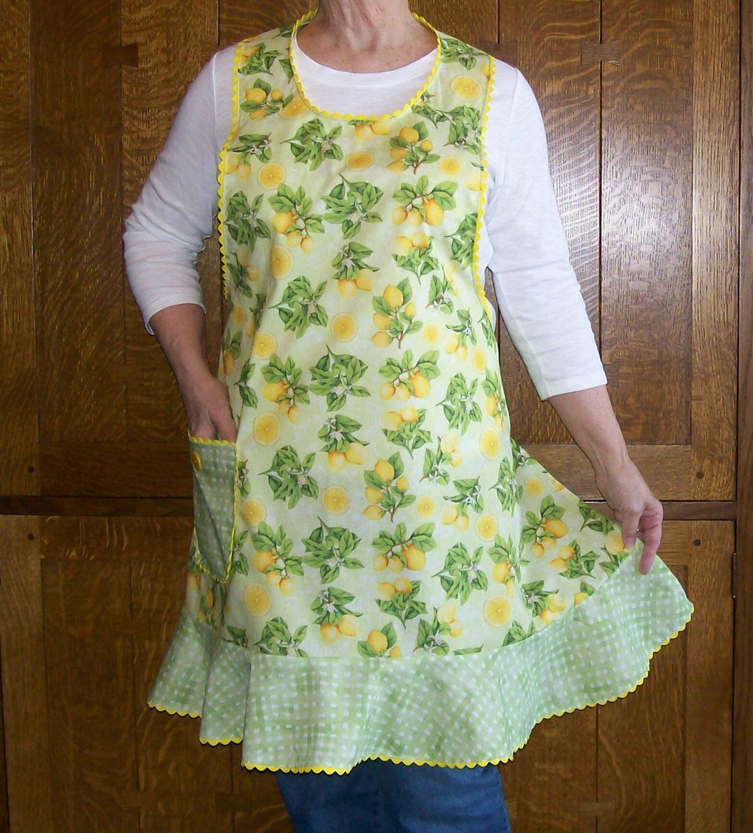 Lemon Apron Retro Kitchen Apron Lemon Lime Full Woman Apron Size XL ...